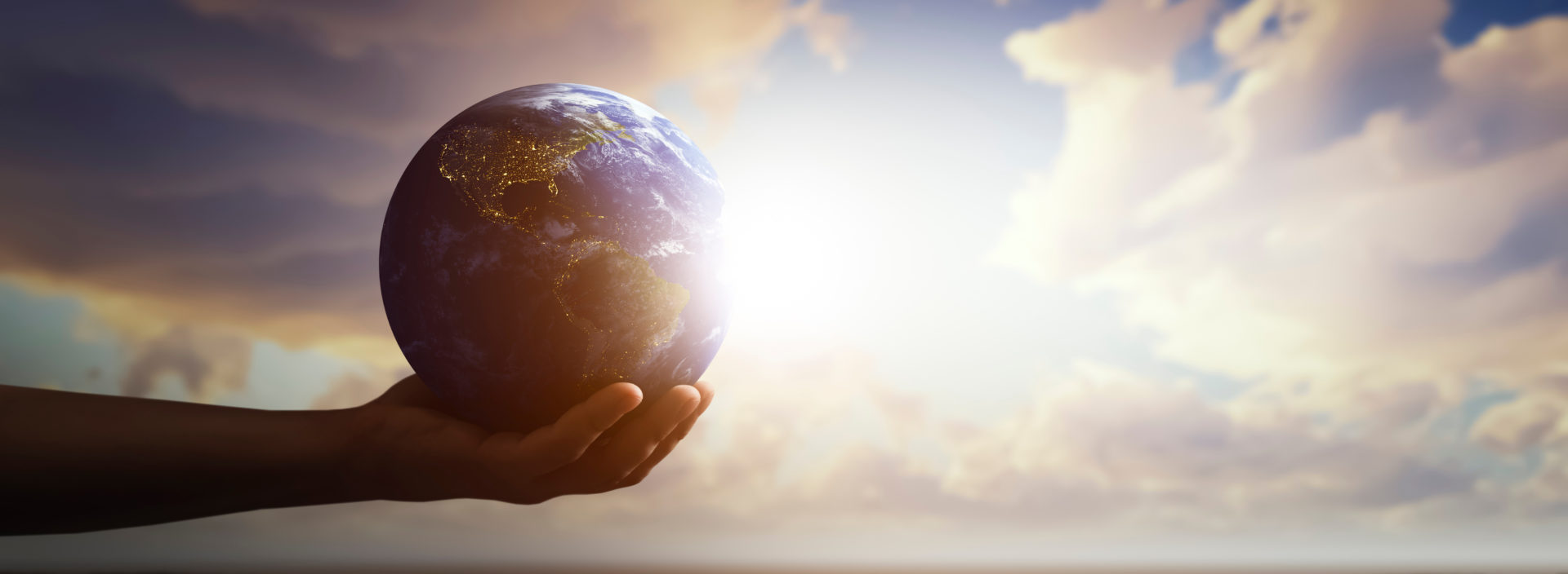 Panoramic – man with the world with his hands – elements of this ...